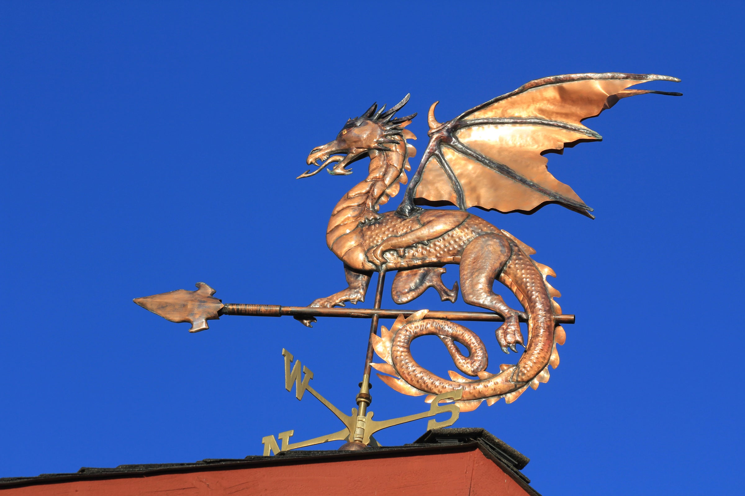 Made To Order Extra Large Copper Dragon Weathervane with Gold leaf ...