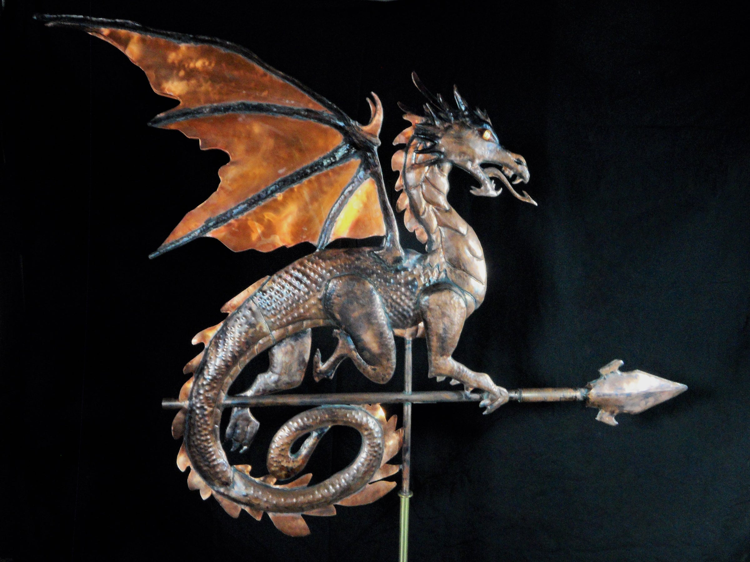 Made To Order Extra Large Copper Dragon Weathervane with Gold leaf ...